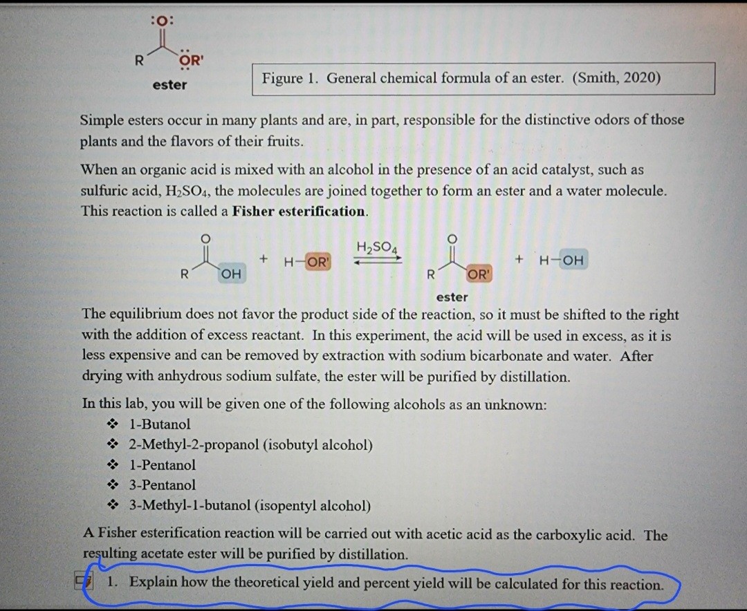Solved Figure 1. ﻿General chemical formula of an ester. | Chegg.com