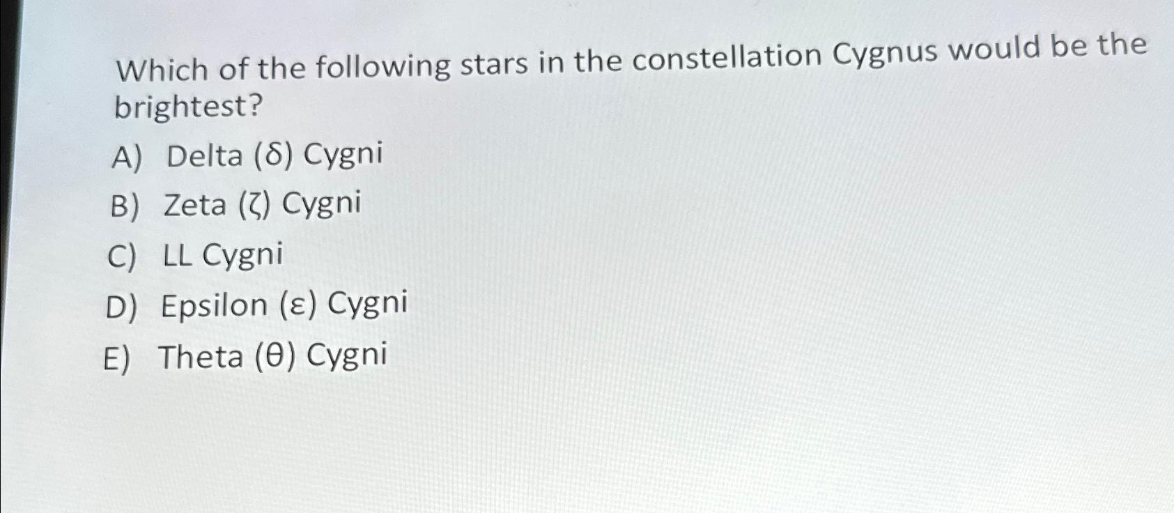 Solved Which of the following stars in the constellation | Chegg.com