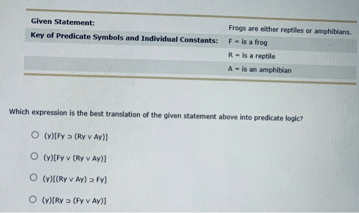 Solved Choose the best symbolic translation for each | Chegg.com