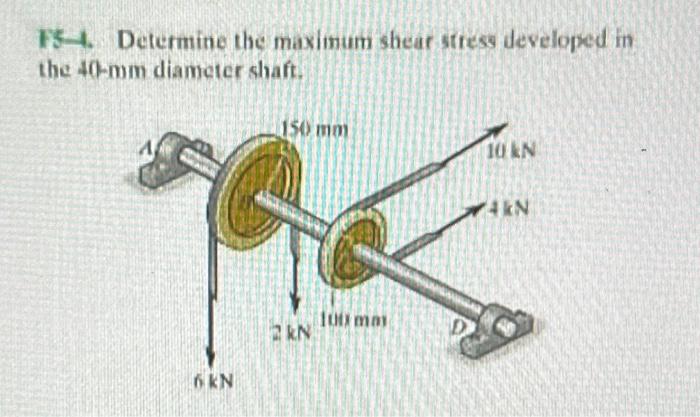 Solved FS-4. Determine the maximum shear stress developed in | Chegg.com Solved FS-4. Determine the maximum shear stress developed in | Chegg.com
