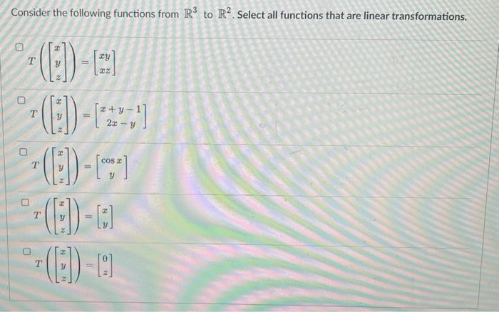 Solved Consider the following functions from R3 to R2. | Chegg.com