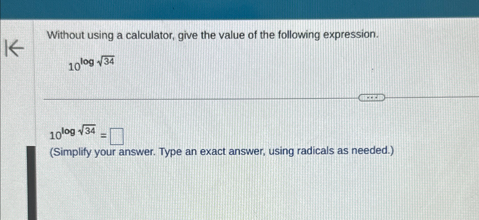 Solved Without using a calculator, give the value of the | Chegg.com