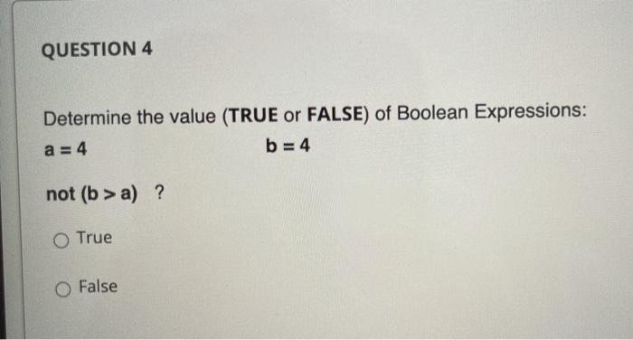Solved Question 1 Determine The Value True Or False Of The
