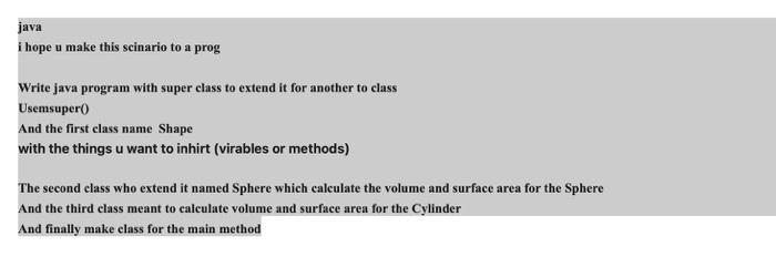 Solved Java I Hope U Make This Scinario To A Prog Write Java