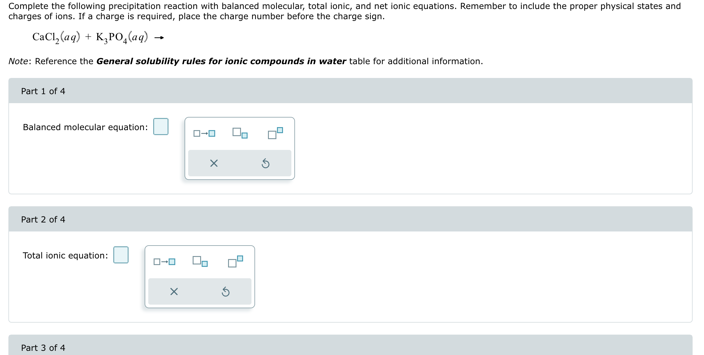 Solved Complete the following precipitation reaction with | Chegg.com