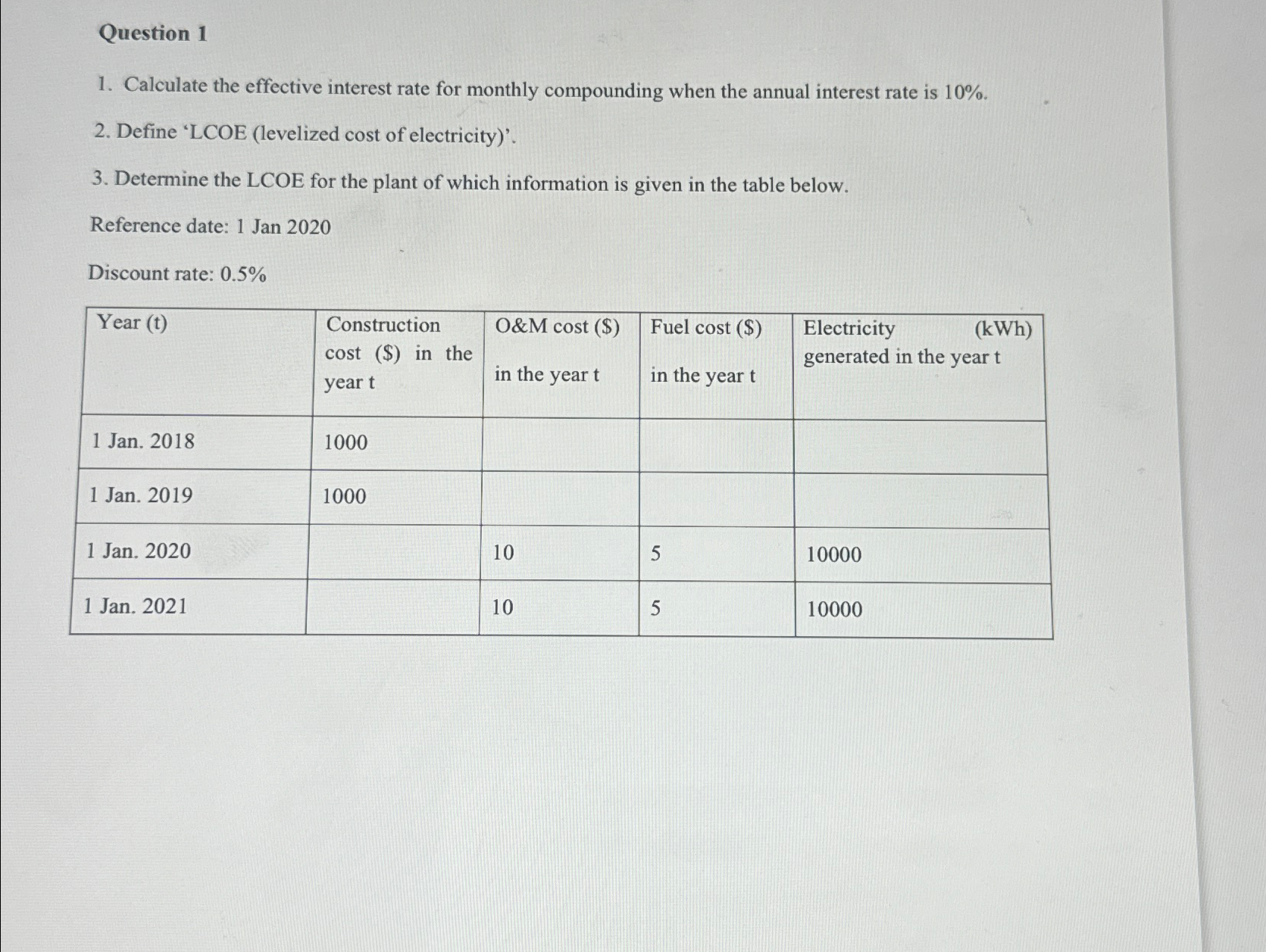 Solved Question 1Calculate the effective interest rate for | Chegg.com