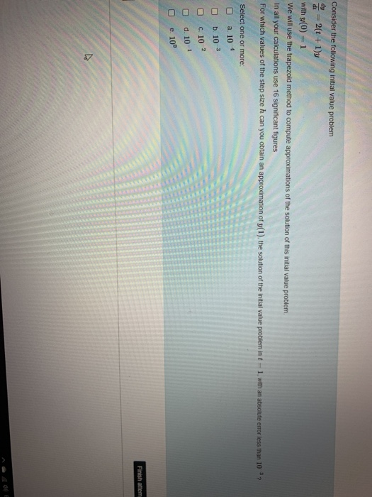 Solved Consider the following initial value problem dy dt 2t | Chegg.com