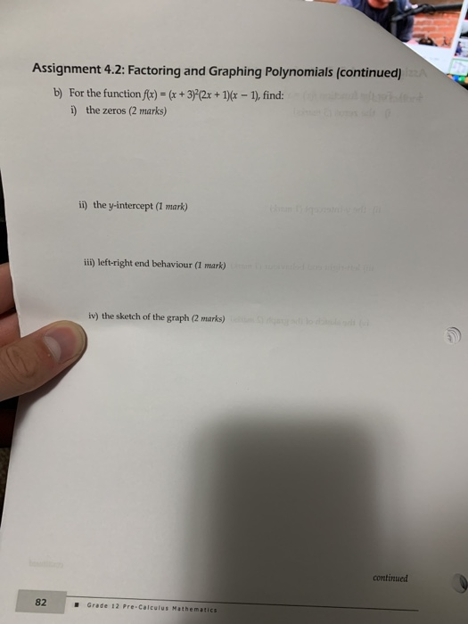 Solved Assignment 4.2: Factoring and Graphing Polynomials | Chegg.com
