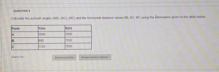 Solved Calculate the azimuth angles ( AB),(AC),(BC) and the | Chegg.com