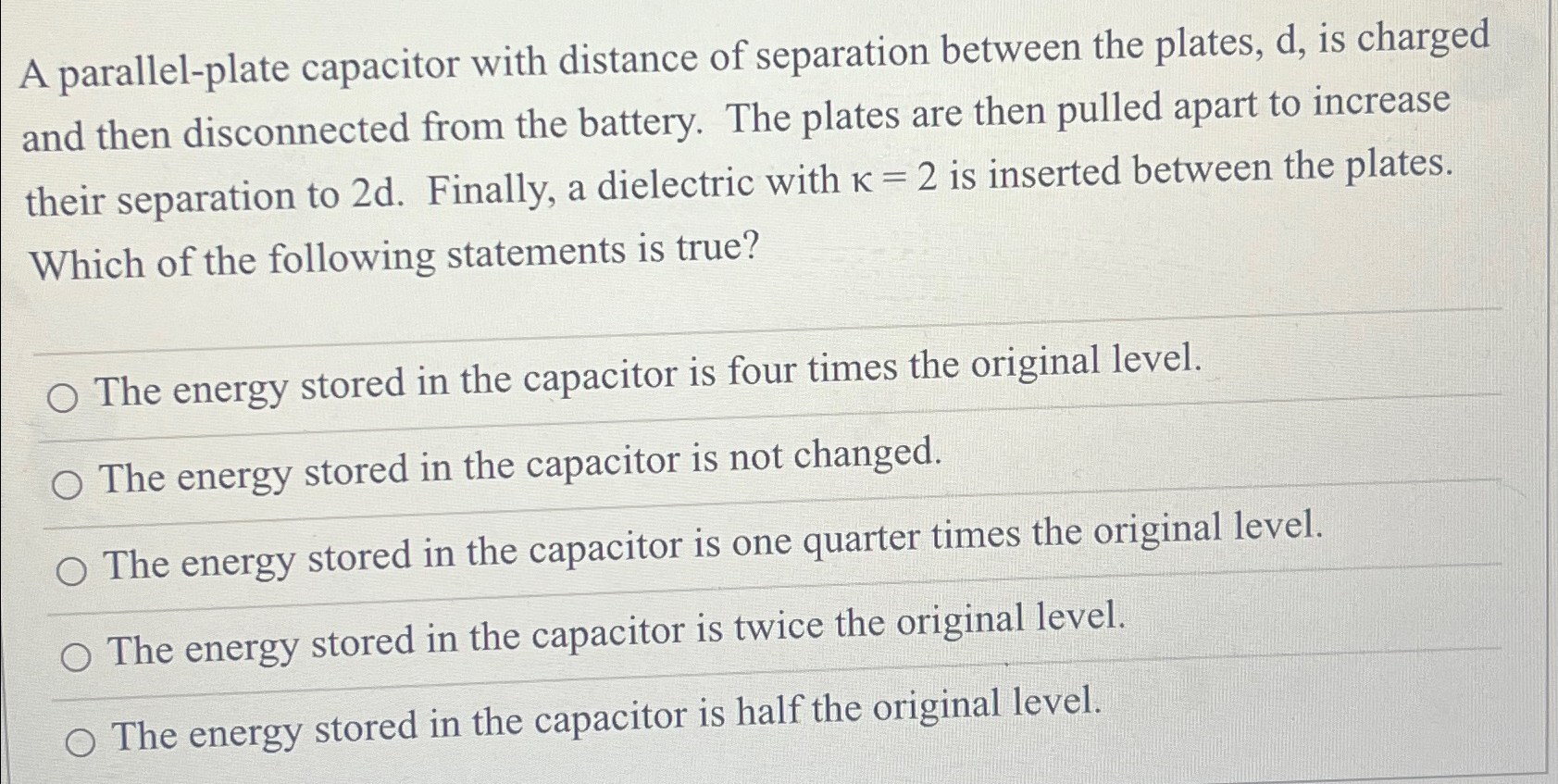 Solved A parallel-plate capacitor with distance of | Chegg.com