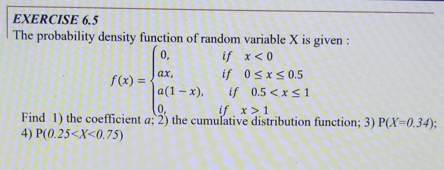 Solved The probability density function of random variable X | Chegg.com
