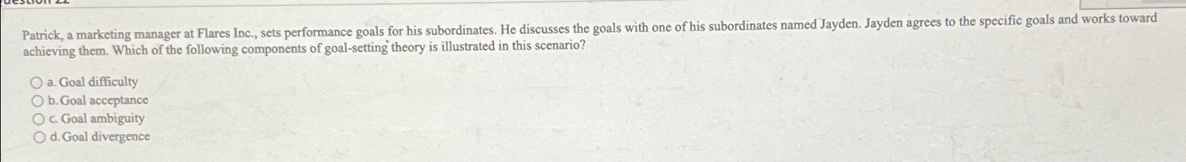 Solved Patrick, a marketing manager at Flares Inc., sets | Chegg.com