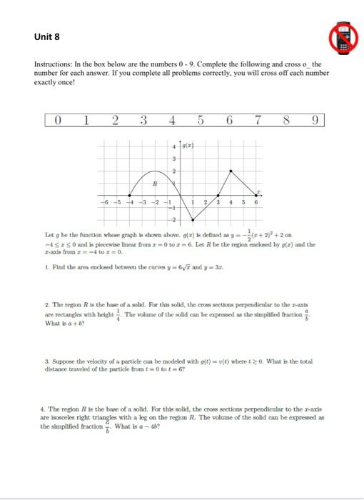 Solved Unit 8 Instructions: In the box below are the numbers | Chegg.com
