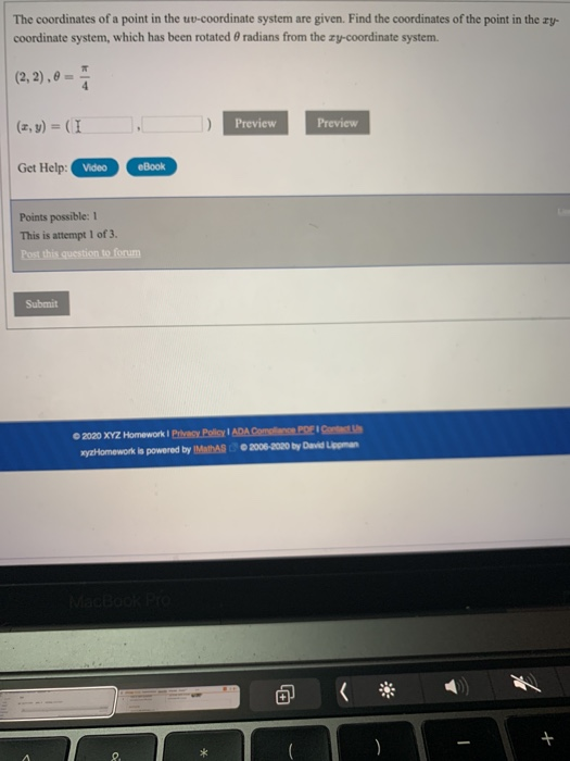 Solved The coordinates of a point in the uv-coordinate | Chegg.com