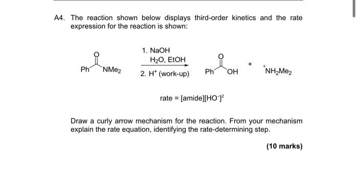Solved 4. The reaction shown below displays third-order | Chegg.com