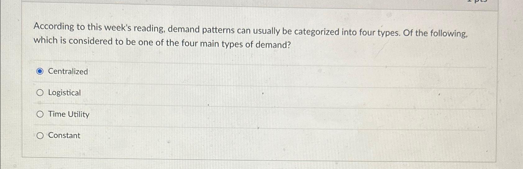 Solved According to this week's reading, demand patterns can | Chegg.com