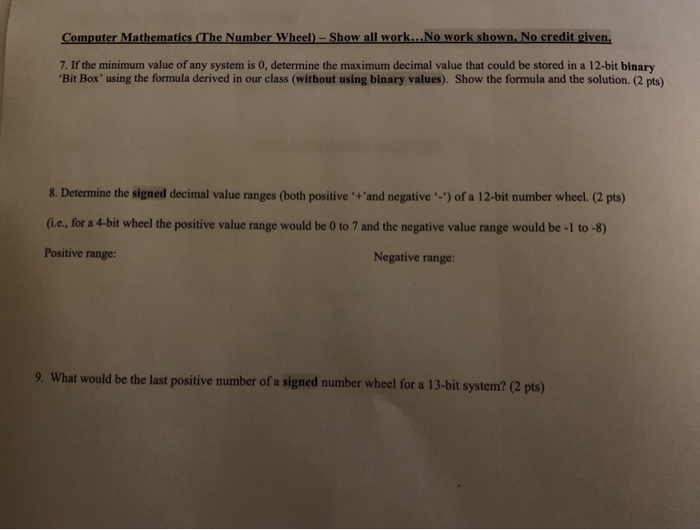 Solved Computer Mathematics (The Number Wheel) - Show all | Chegg.com