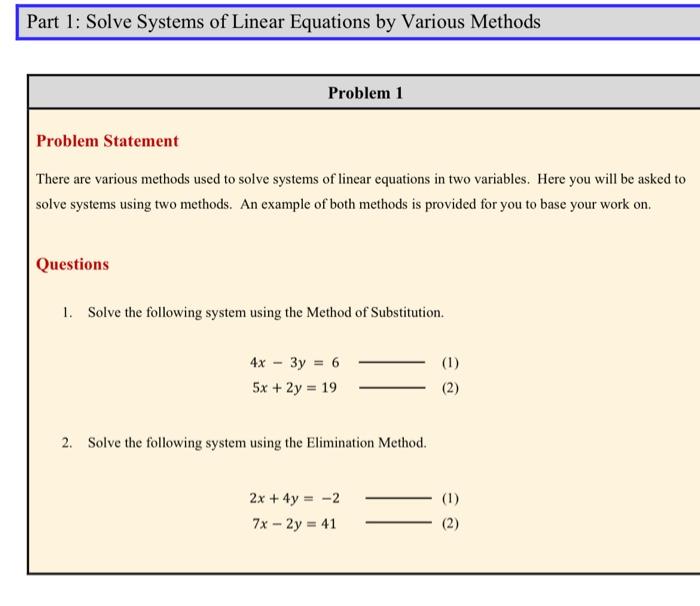 Solved Problem Statement There are various methods used to | Chegg.com