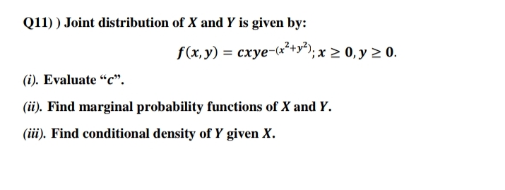 Q11) ) ﻿Joint distribution of x ﻿and Y ﻿is given | Chegg.com