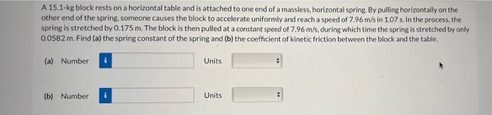 Solved A 15.1 kg block rests on a horizontal table and is | Chegg.com