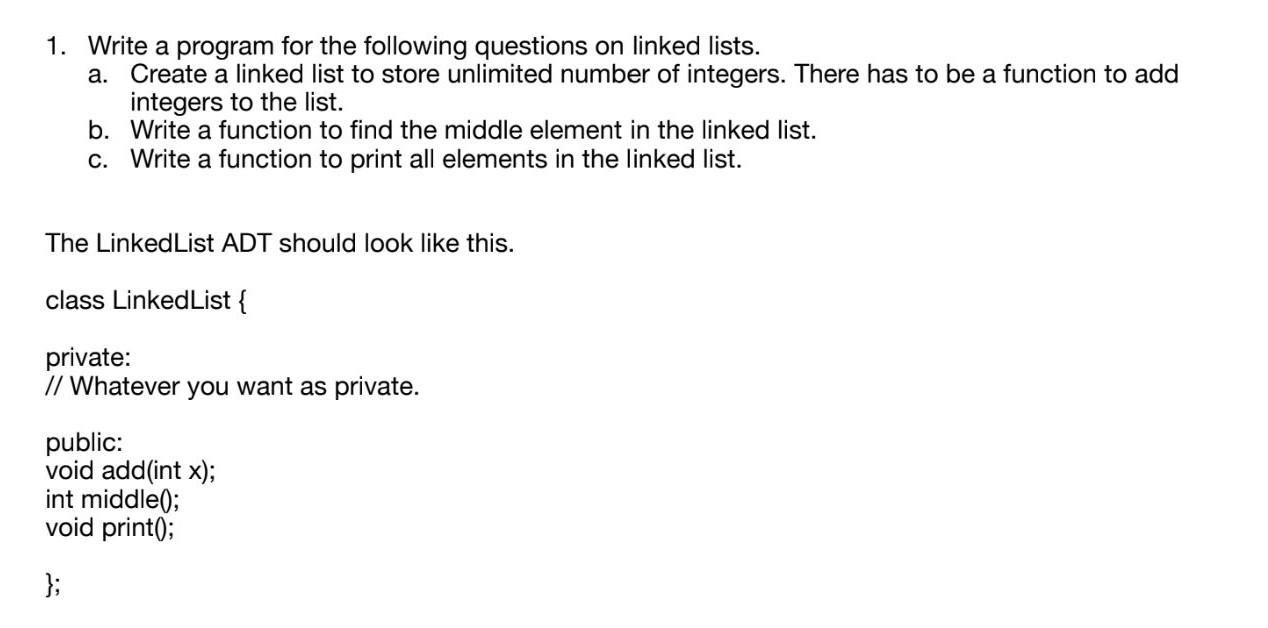 Solved 1. Write a program for the following questions on | Chegg.com