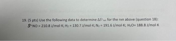 Solved 19. (5 pts) Use the following data to determine | Chegg.com
