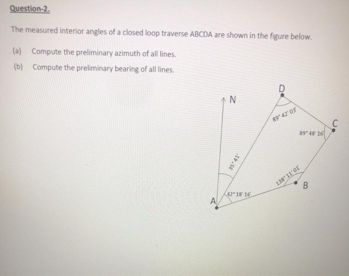 Solved Question-2. The measured interior angles of a closed | Chegg.com