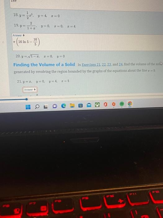 Solved 18. y=21x3,y=4,z=0 19. y=1+x2,y=0,x=0,x=4 Answer 4 | Chegg.com