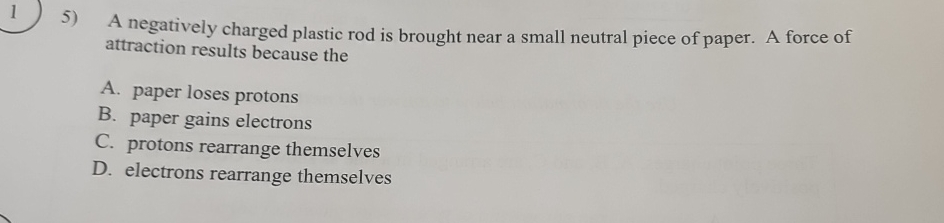 Solved A negatively charged plastic rod is brought near a | Chegg.com