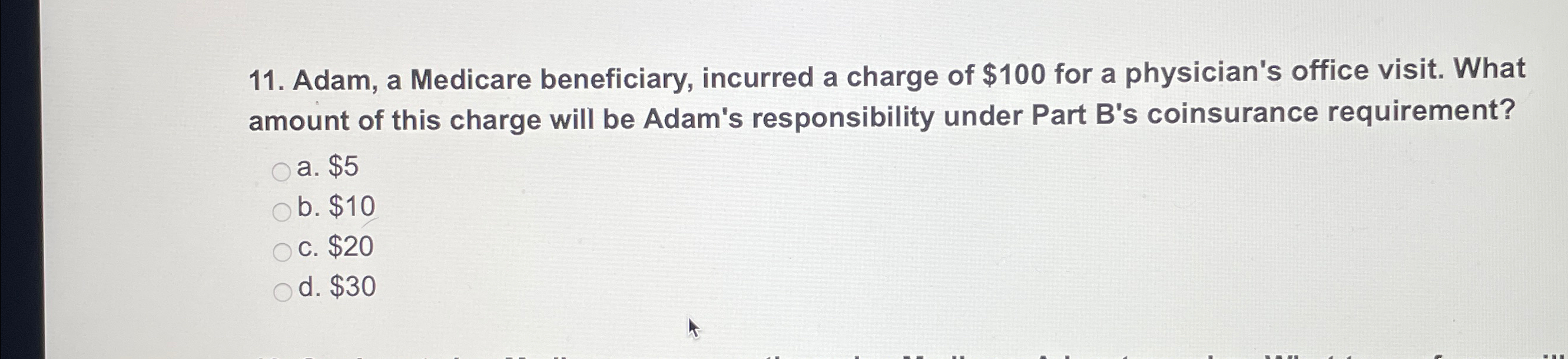 Solved Adam, a Medicare beneficiary, incurred a charge of | Chegg.com