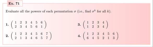 Solved Ex. 71Evaluate all the powers of each permutation | Chegg.com