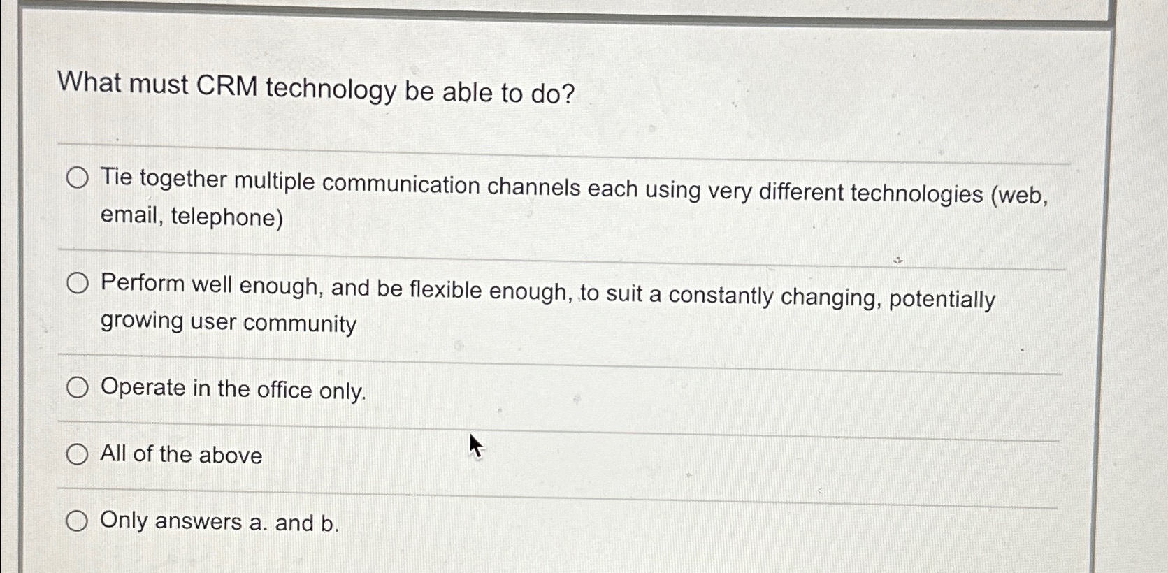 Solved What must CRM technology be able to do?Tie together | Chegg.com