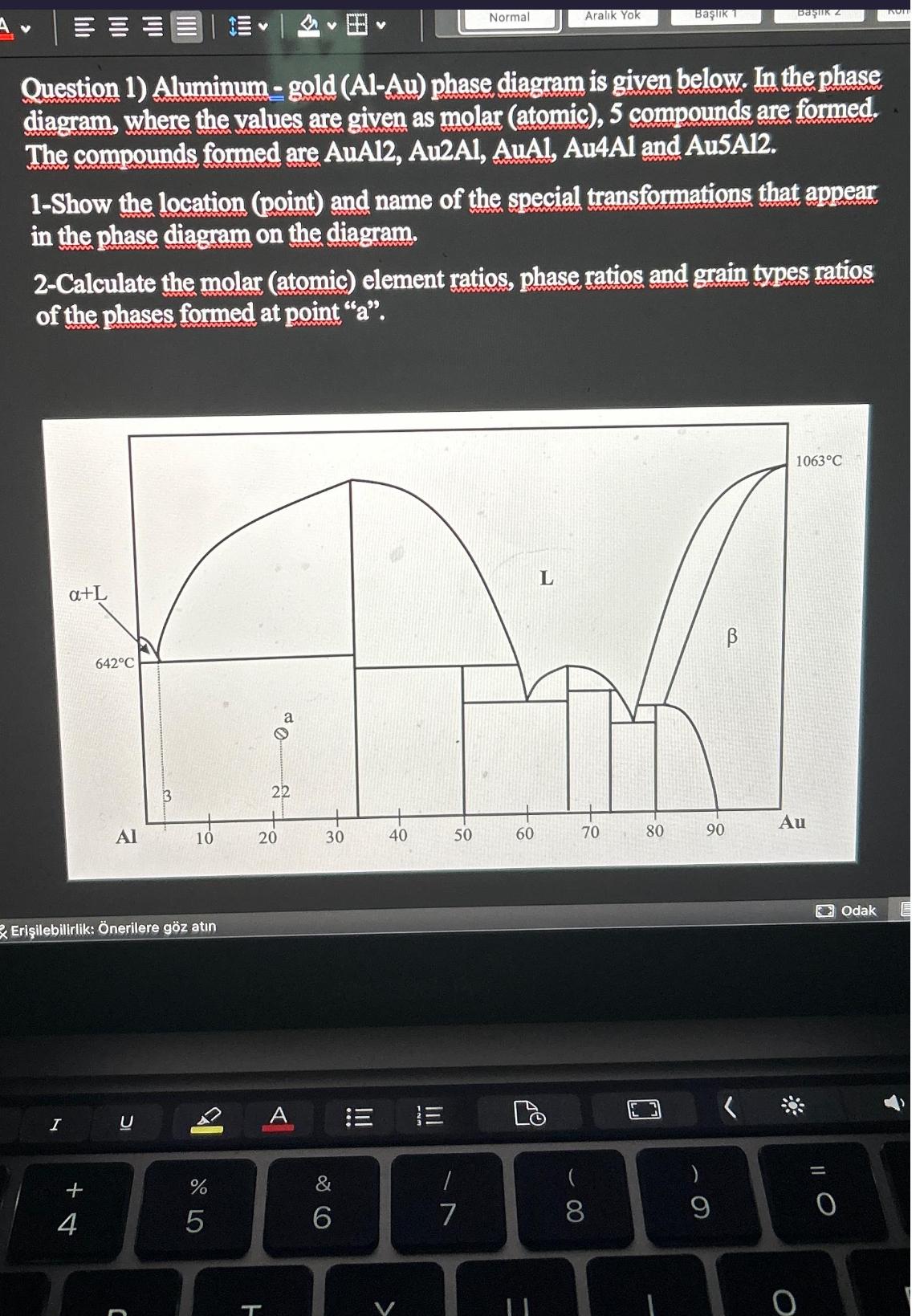 Solved Question 1) ﻿Aluminum - ﻿gold (Al-Au) ﻿phase diagram | Chegg.com