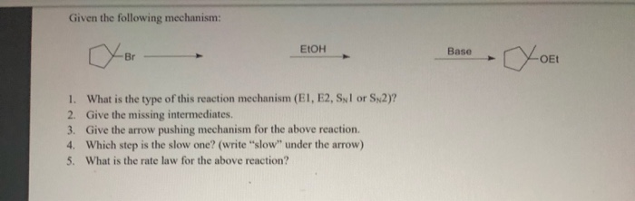 Solved Given the following mechanism: EtOH Base Br -Noet 1. | Chegg.com
