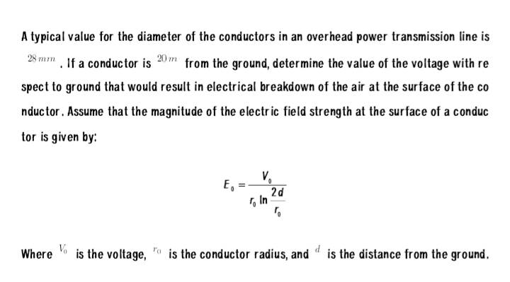 Solved A typical value for the diameter of the conductors in | Chegg.com