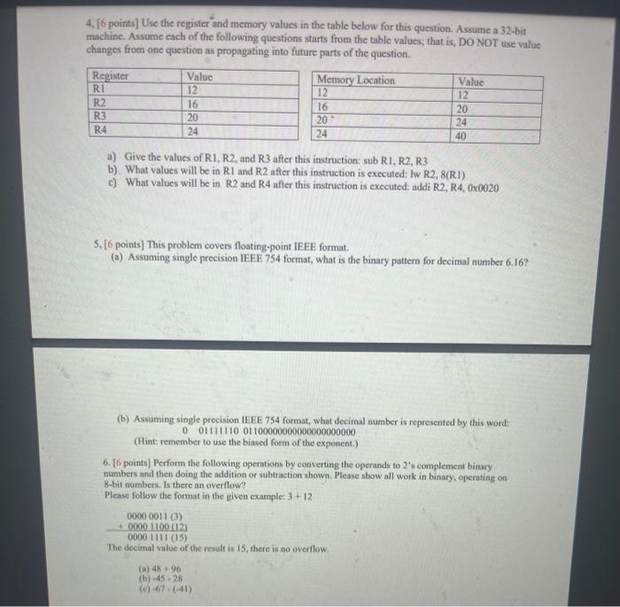 Solved comp org & architecture class #4 #5 & #6 PLEASE STEP | Chegg.com