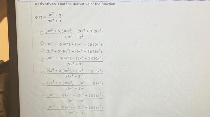 Solved Derivatives. Find the derivative of the function. | Chegg.com