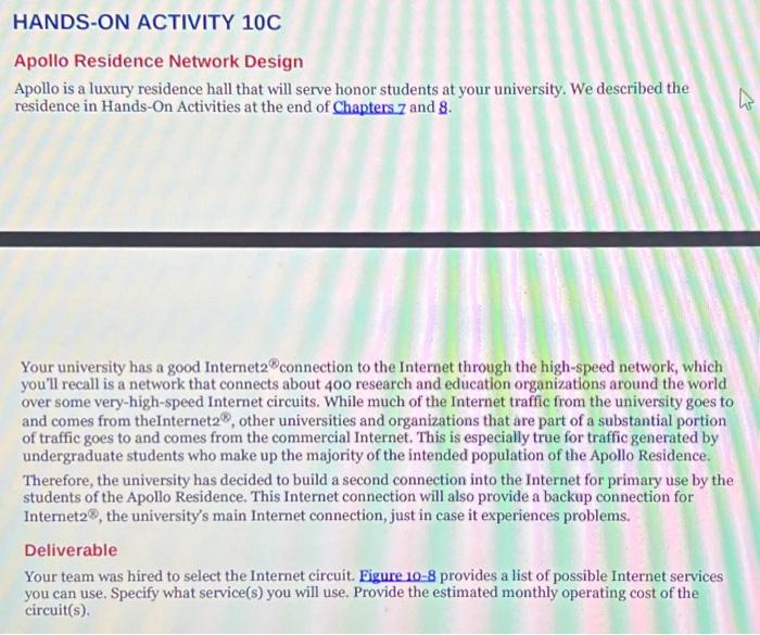 Solved Apollo Residence Network Design Apollo is a luxury | Chegg.com