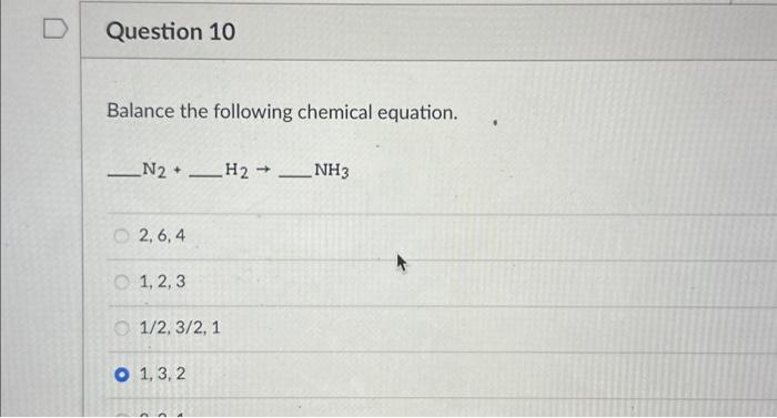 Solved Balance the following chemical equation. N2+…H2→−NH3 | Chegg.com