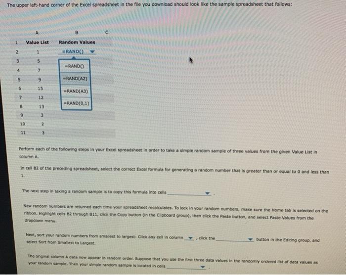 Solved The upper left-hand corner of the Excel spreadsheet | Chegg.com