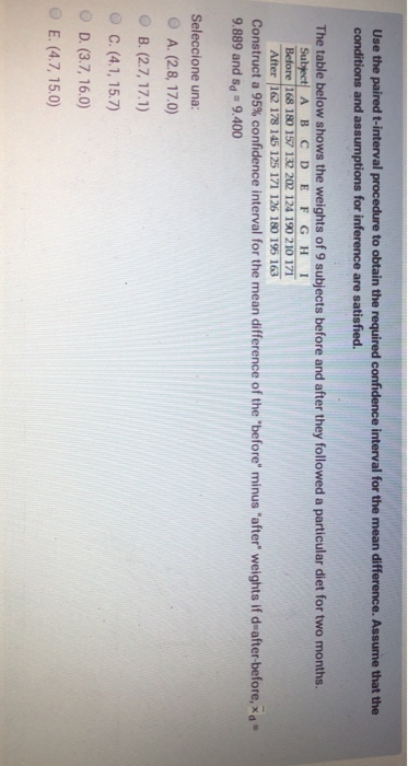 Solved Use the paired t-interval procedure to obtain the | Chegg.com