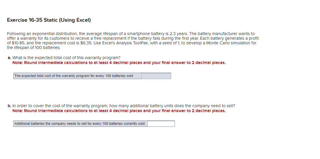 Solved Exercise 16-35 ﻿Static (Using Excel)Following an | Chegg.com
