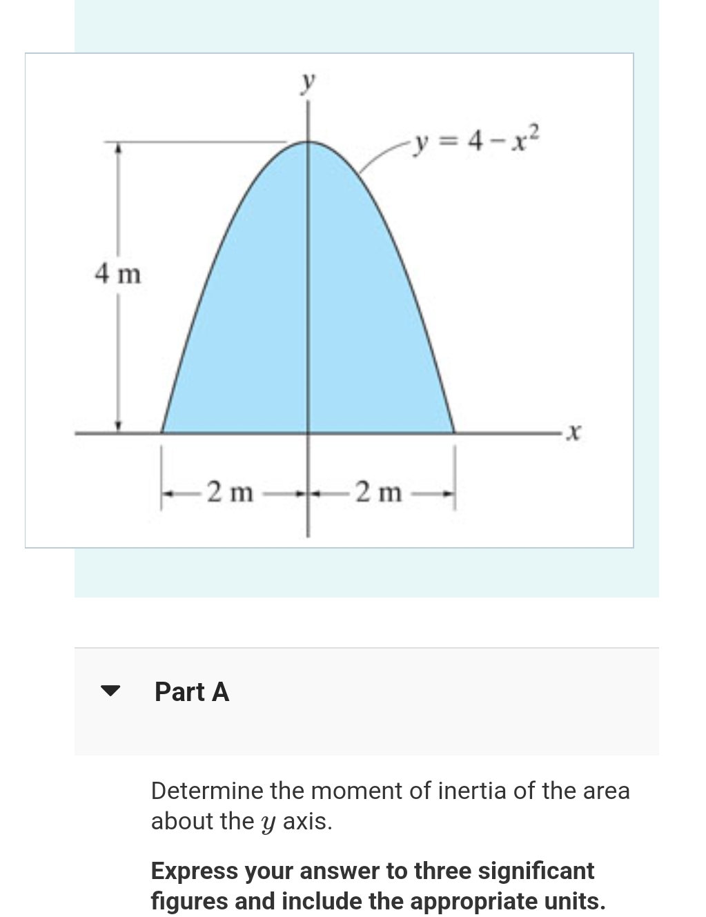 Solved Part ADetermine the moment of inertia of the area | Chegg.com