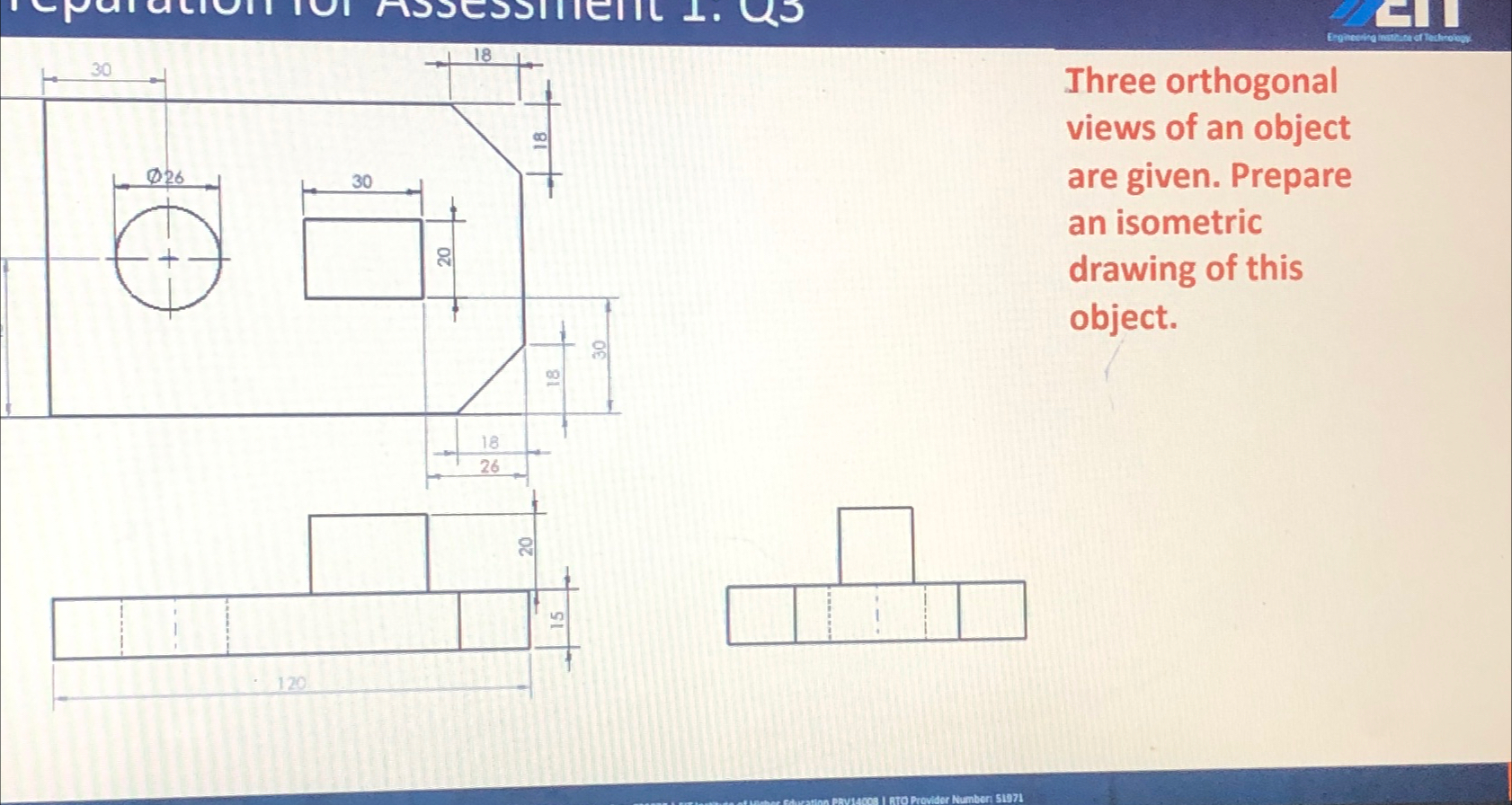 Solved Three orthogonal views of an object are given. | Chegg.com
