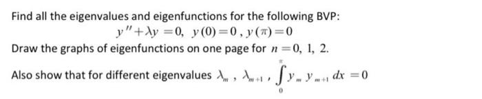 Solved Find all the eigenvalues and eigenfunctions for the | Chegg.com