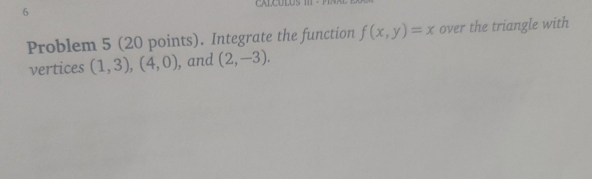 Solved Problem 5 (20 points). Integrate the function | Chegg.com