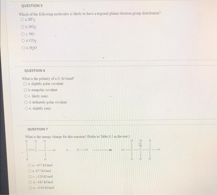 Solved Which Of The Following Molecules Is Likely To Have A