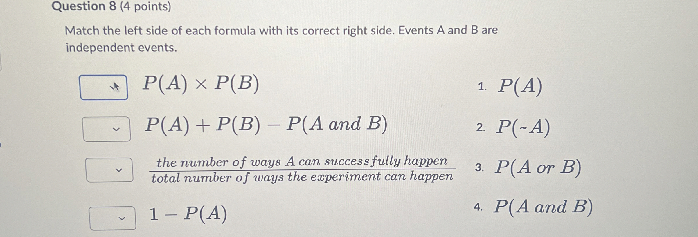 Solved Question 8 (4 ﻿points)Match the left side of each | Chegg.com