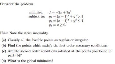 Consider the problem ﻿minimise: f=-2x+3y2 ﻿subject | Chegg.com