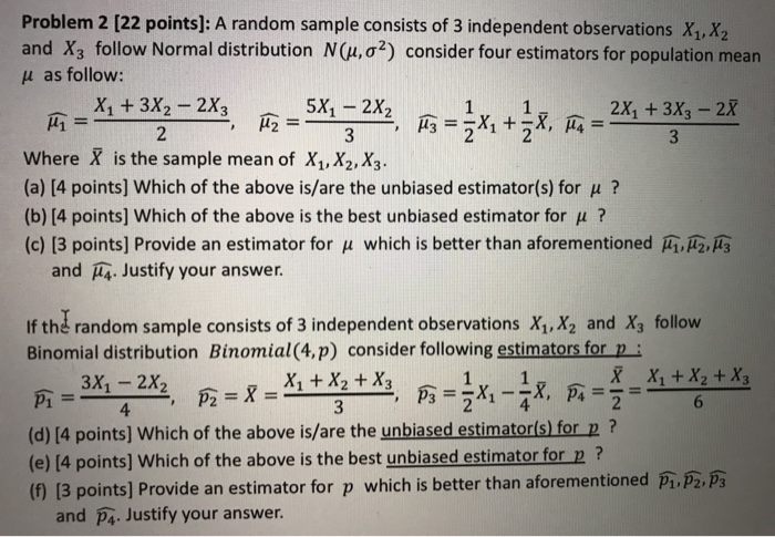 Solved 3 Problem 2 [22 points]: A random sample consists of | Chegg.com